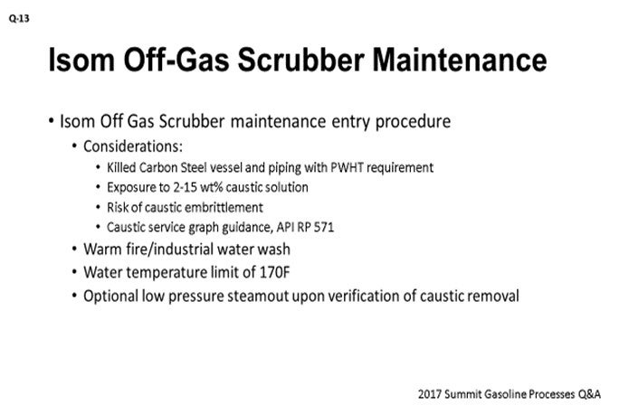 Question 13: In chlorided isomerization units, what procedures are you ...